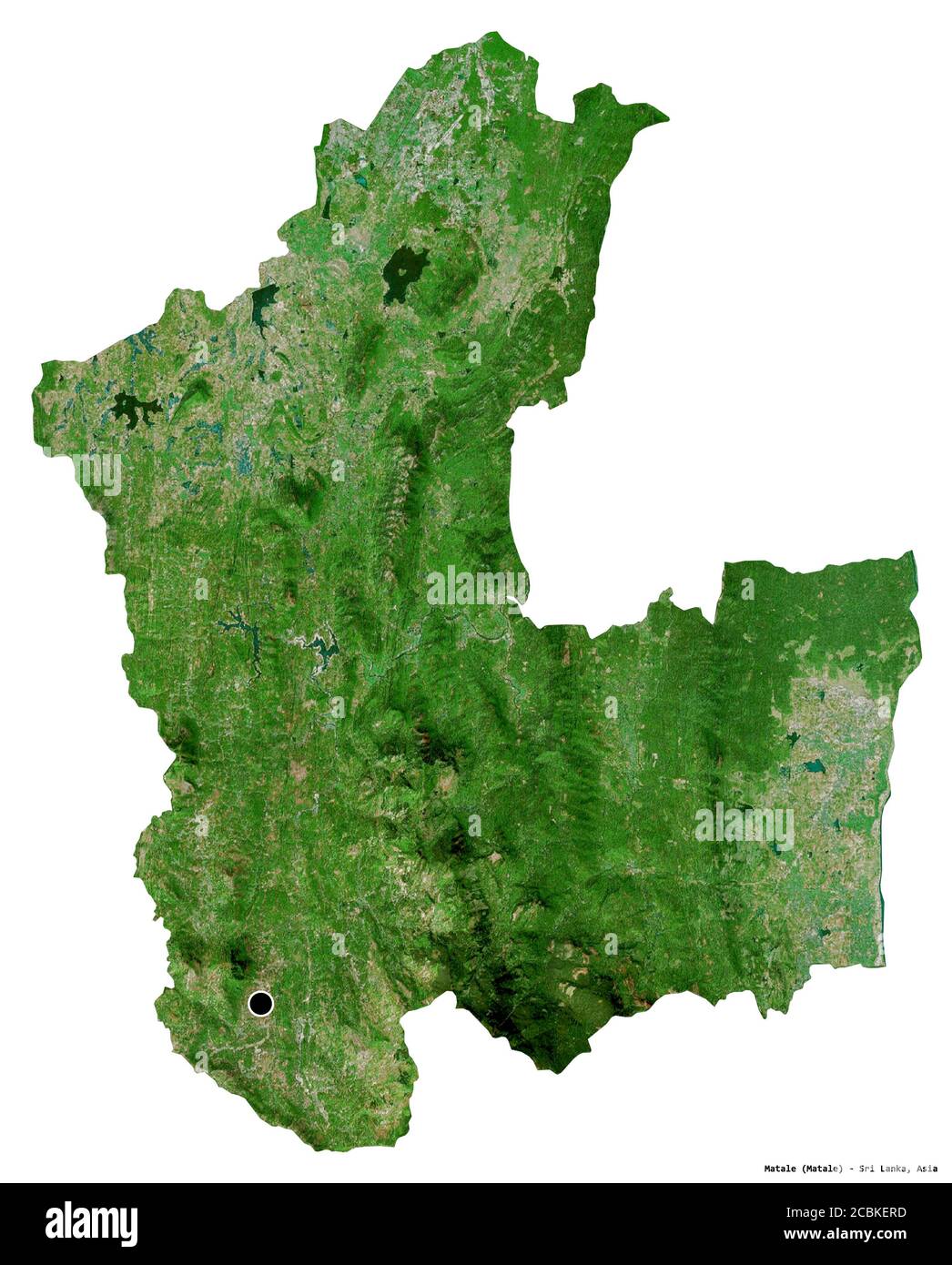 Shape of Matale, district of Sri Lanka, with its capital isolated on ...