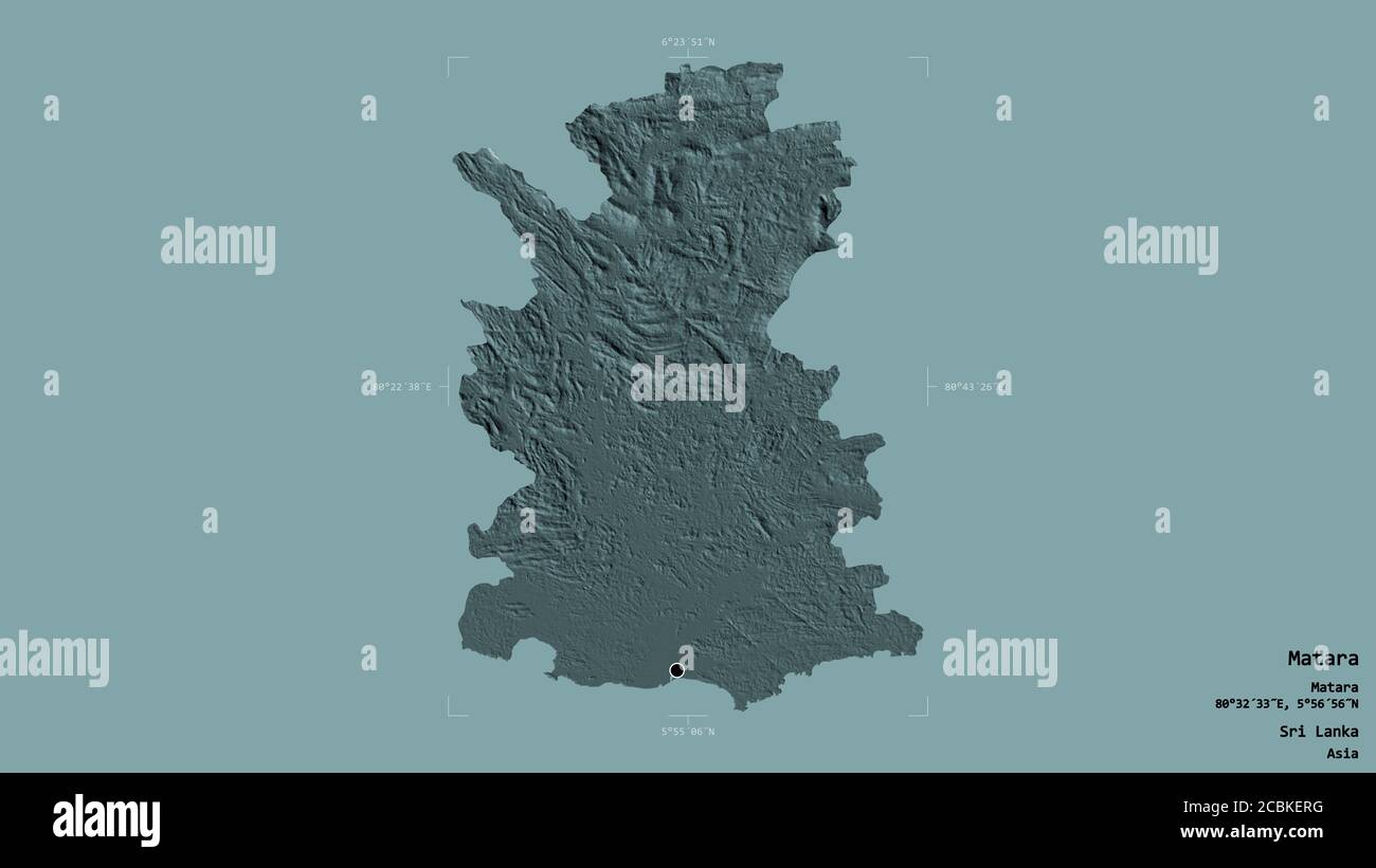 Area of Matara, district of Sri Lanka, isolated on a solid background ...