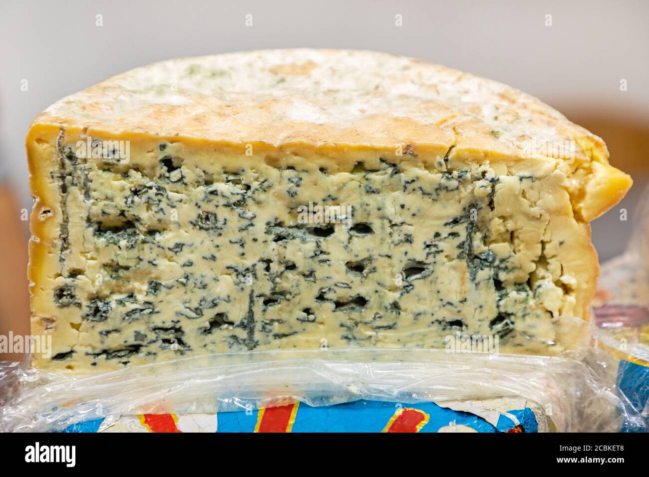 Half Wheel of Blue Mould Cheese French Cuisine Stock Photo - Alamy