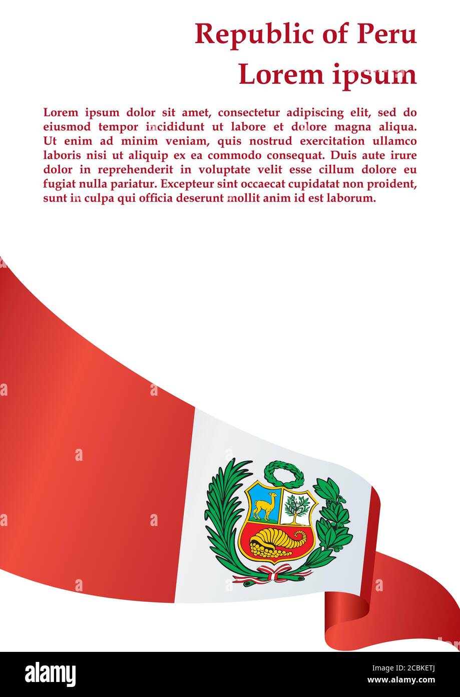 Flag of Peru, Republic of Peru. Template for award design, an official ...