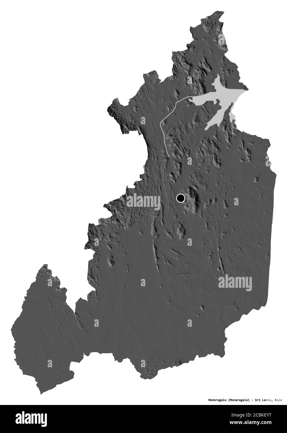 Shape of Moneragala, district of Sri Lanka, with its capital isolated ...