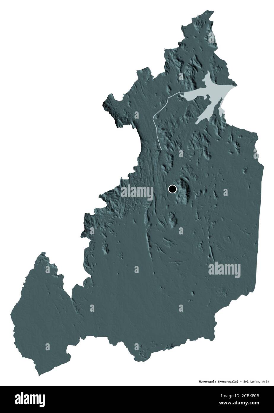 Shape of Moneragala, district of Sri Lanka, with its capital isolated ...