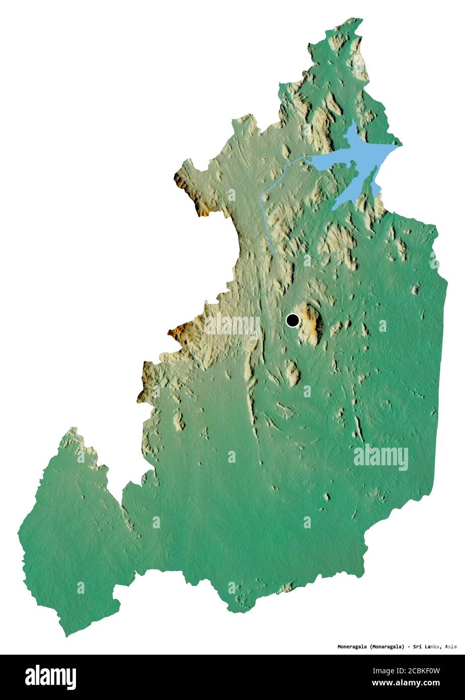 Shape of Moneragala, district of Sri Lanka, with its capital isolated ...