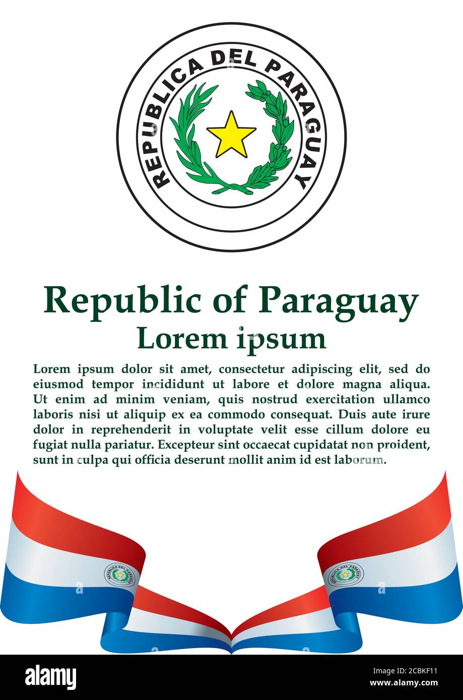 Flag of Paraguay, Republic of Paraguay. Template for award design an ...
