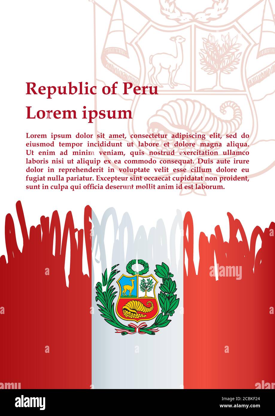 Flag of Peru, Republic of Peru. Template for award design, an official ...