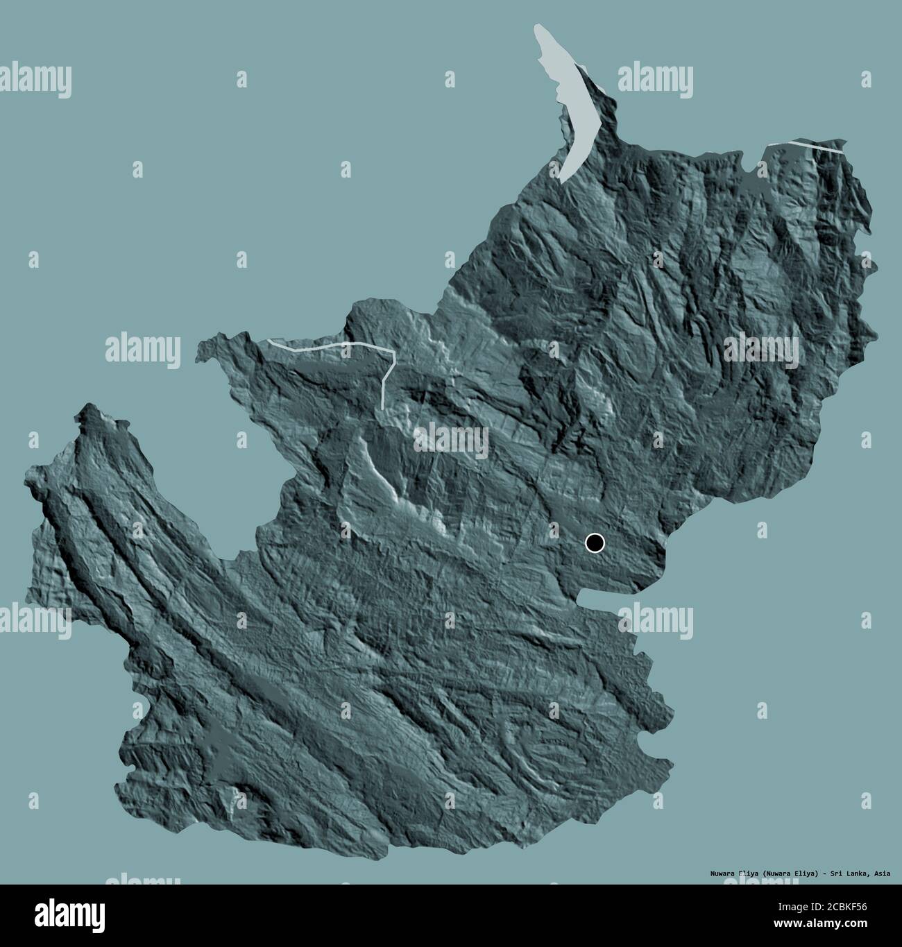Shape of Nuwara Eliya, district of Sri Lanka, with its capital isolated ...