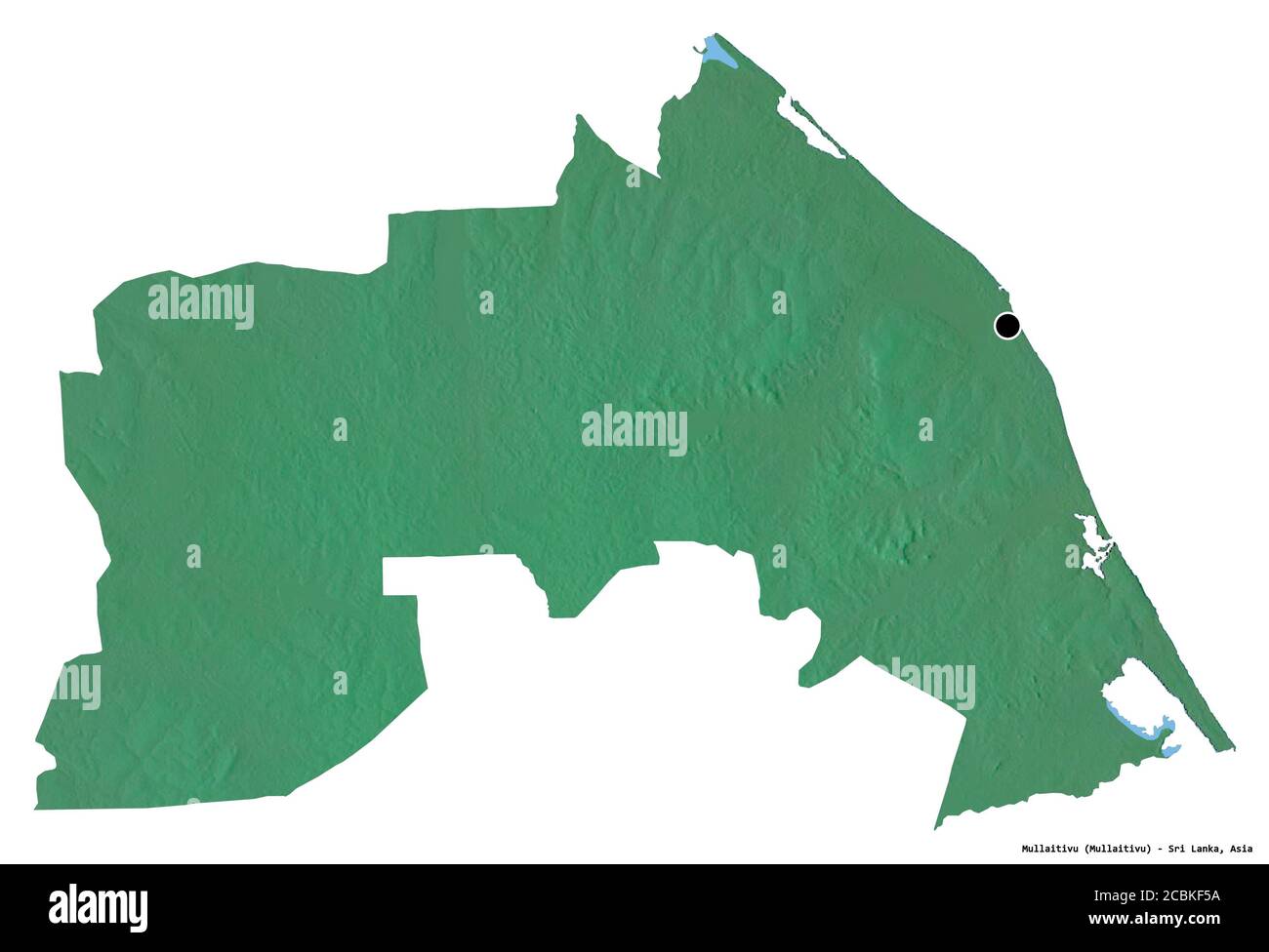 Shape of Mullaitivu, district of Sri Lanka, with its capital isolated ...