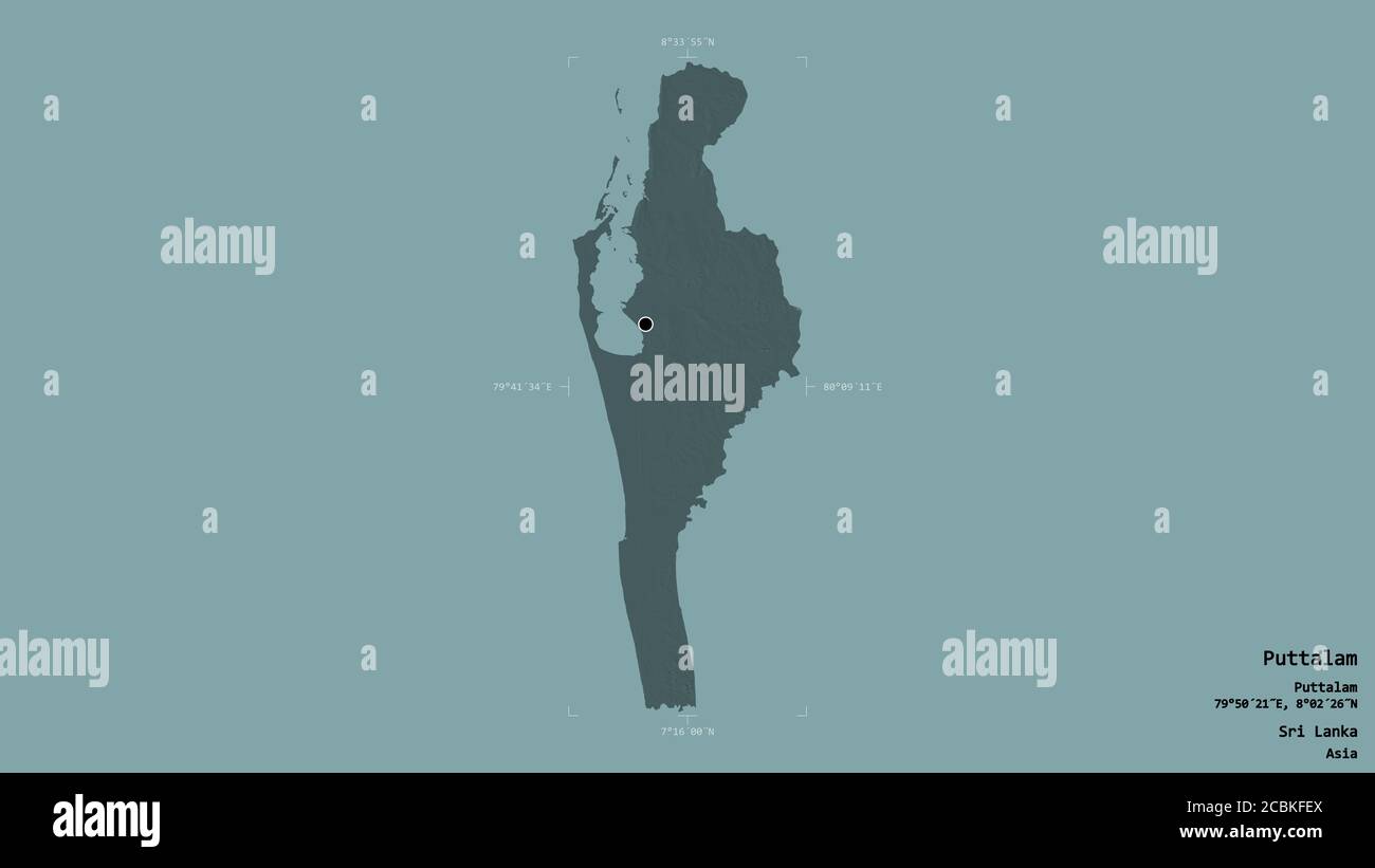Area of Puttalam, district of Sri Lanka, isolated on a solid background ...