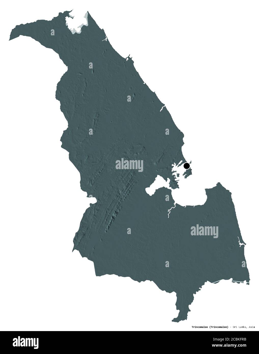 Shape of Trincomalee, district of Sri Lanka, with its capital isolated ...