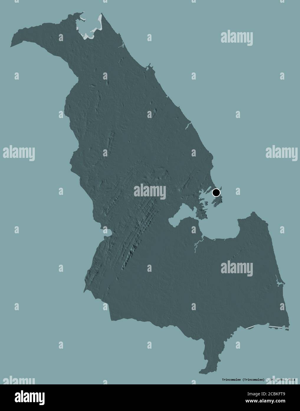 Shape of Trincomalee, district of Sri Lanka, with its capital isolated ...