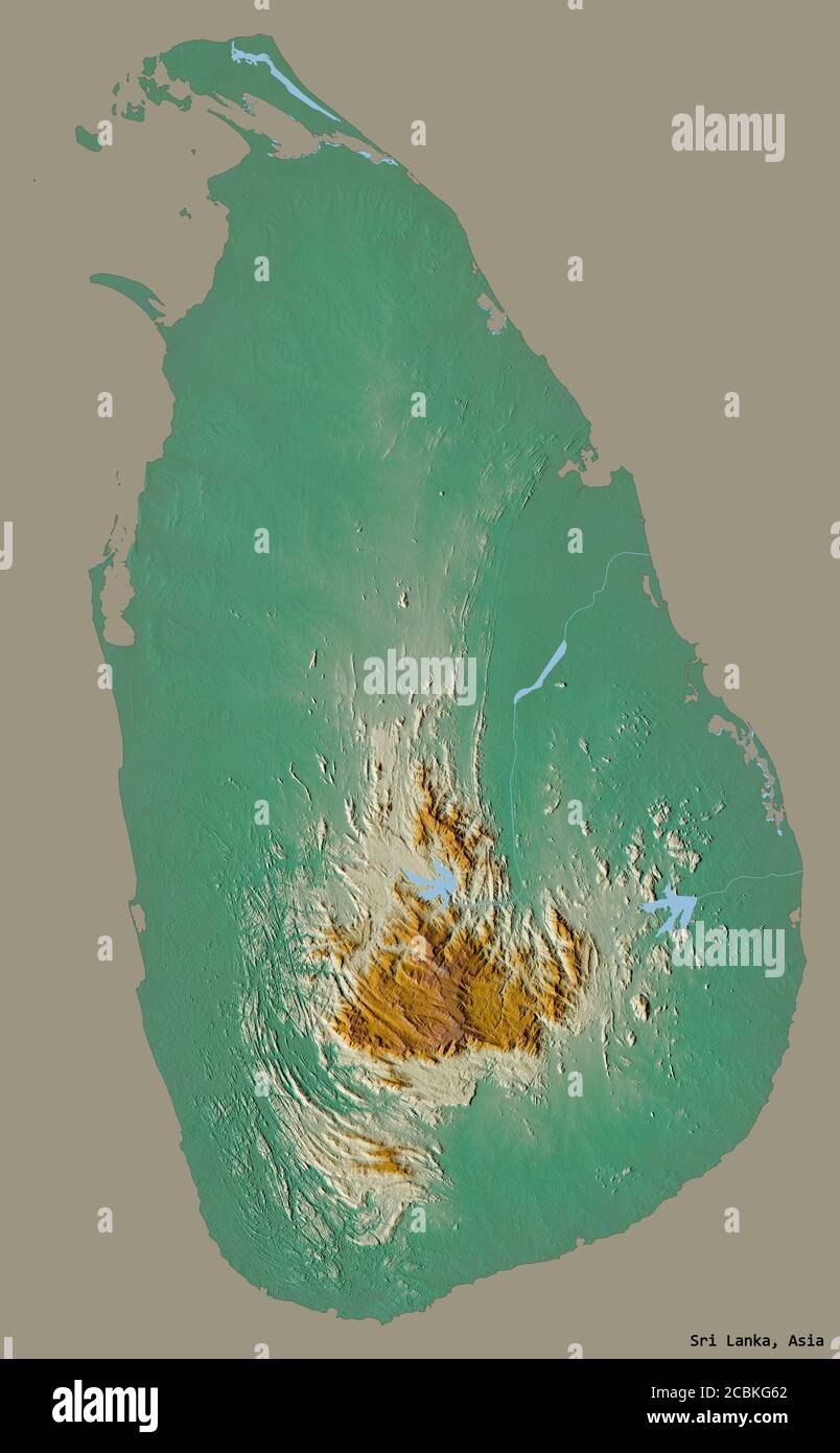 Shape of Sri Lanka with its capital isolated on a solid color ...