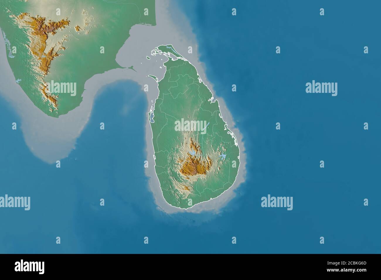 Extended area of Sri Lanka with country outline, international and ...