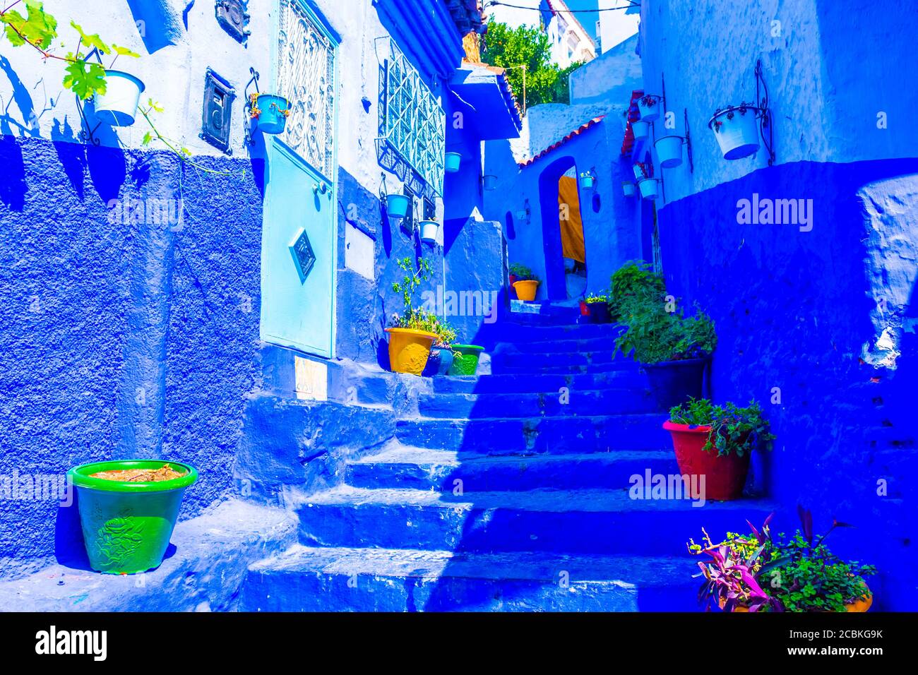 Blue stairs of Chefchaouen, Morocco Stock Photo - Alamy