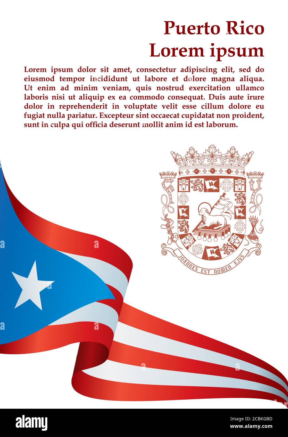 Flag of Puerto Rico, Commonwealth of Puerto Rico. Template for award design, an official ...