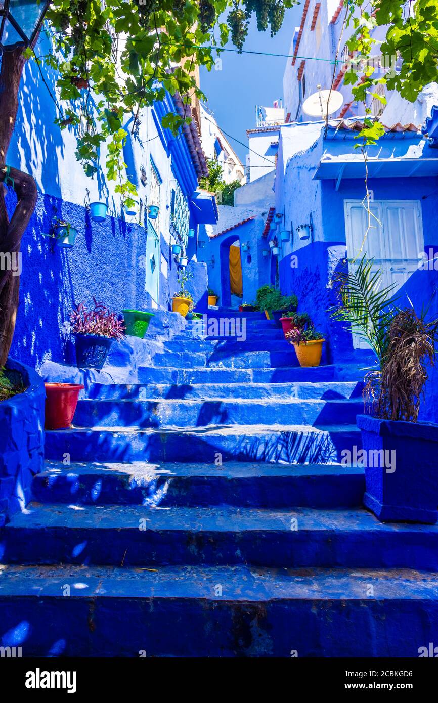 Blue stairs of Chefchaouen, Morocco Stock Photo - Alamy