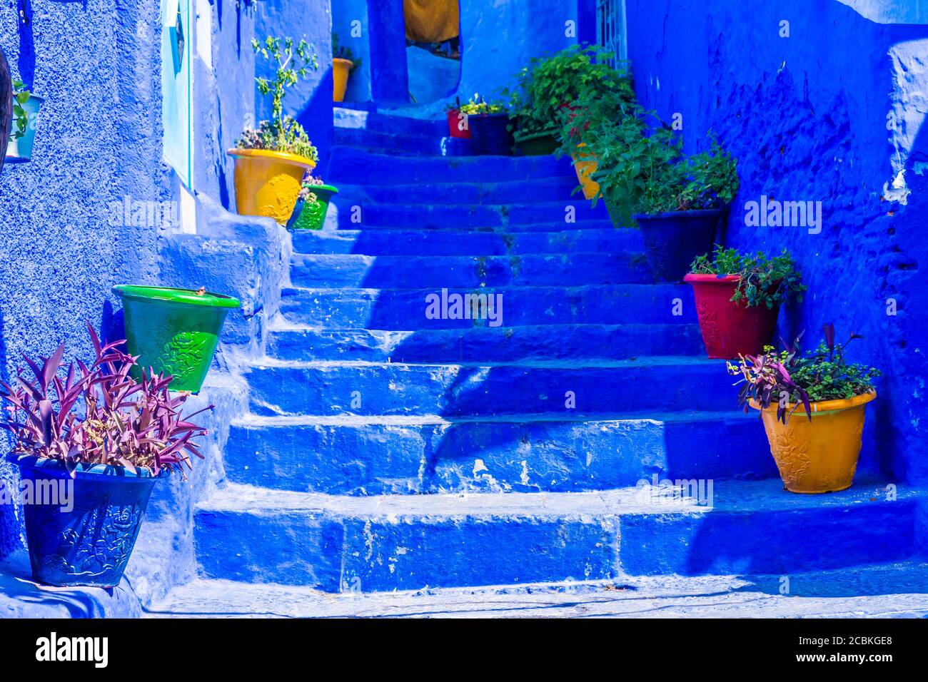 Blue stairs of Chefchaouen, Morocco Stock Photo - Alamy