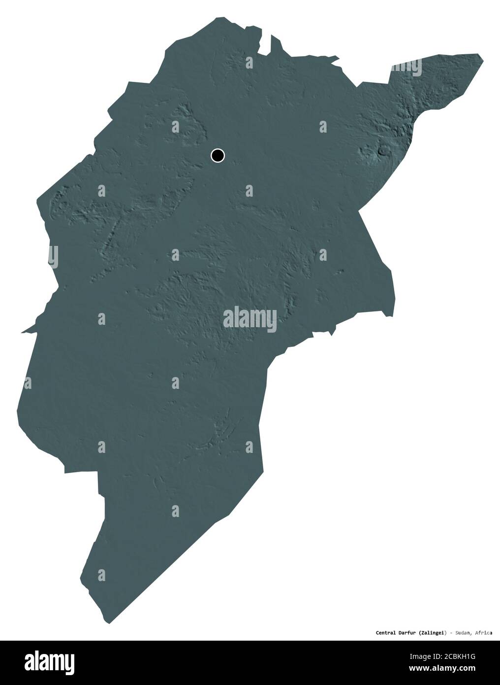 Shape of Central Darfur, state of Sudan, with its capital isolated on ...