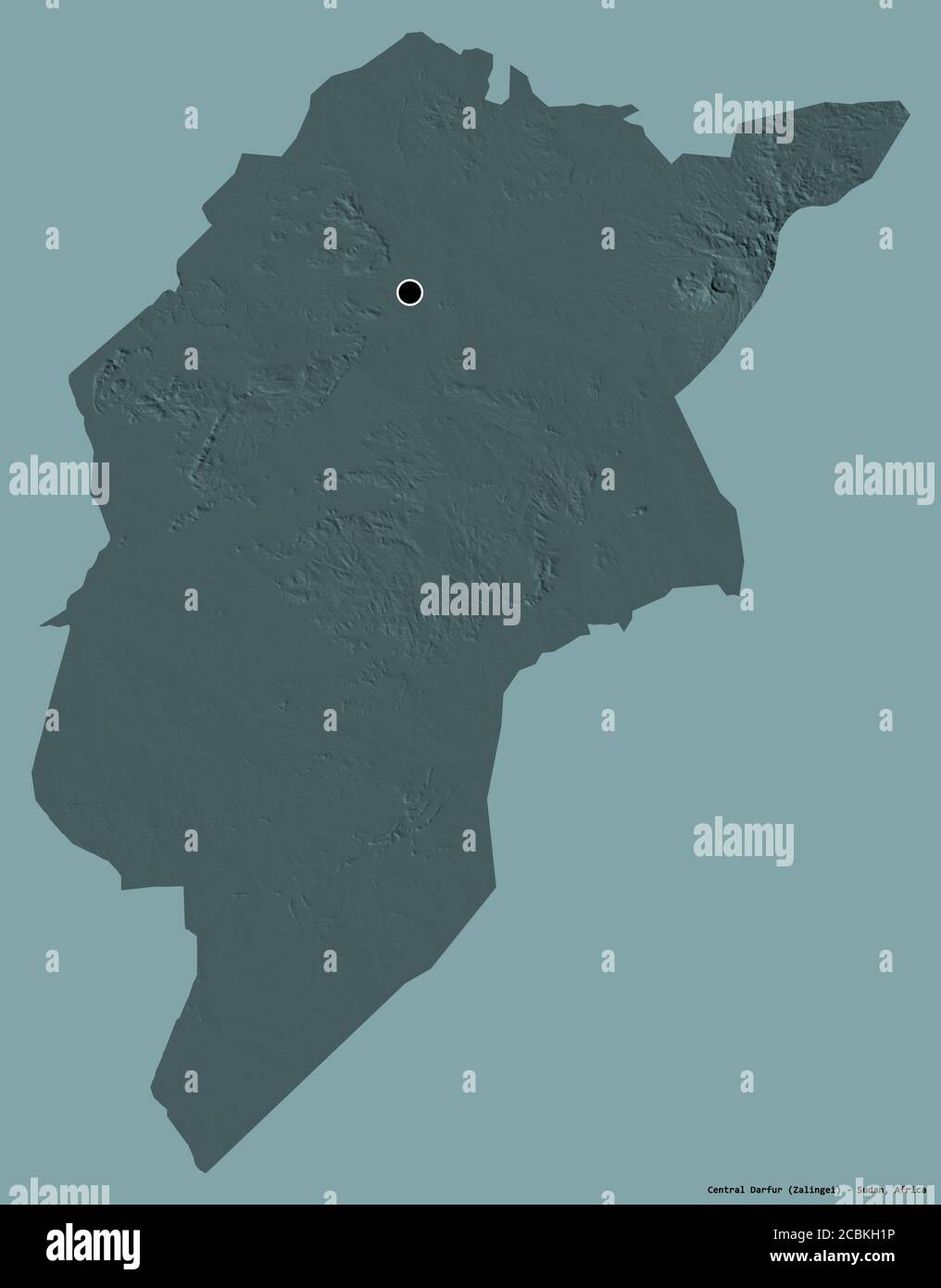 Shape of Central Darfur, state of Sudan, with its capital isolated on a ...