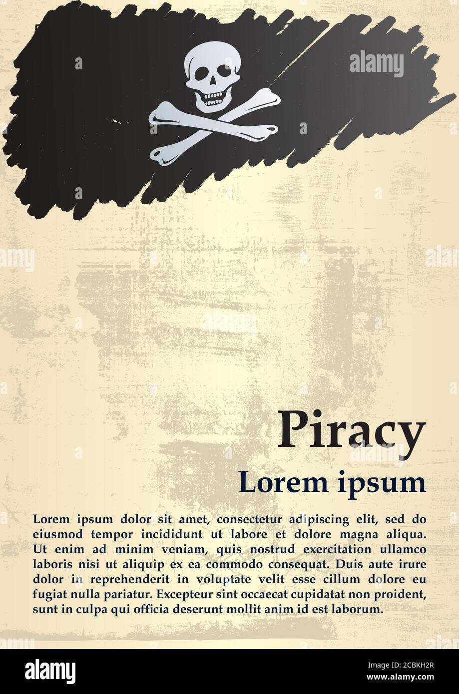 Pirate flag with skull and crossbones. The traditional "Jolly Roger" of ...