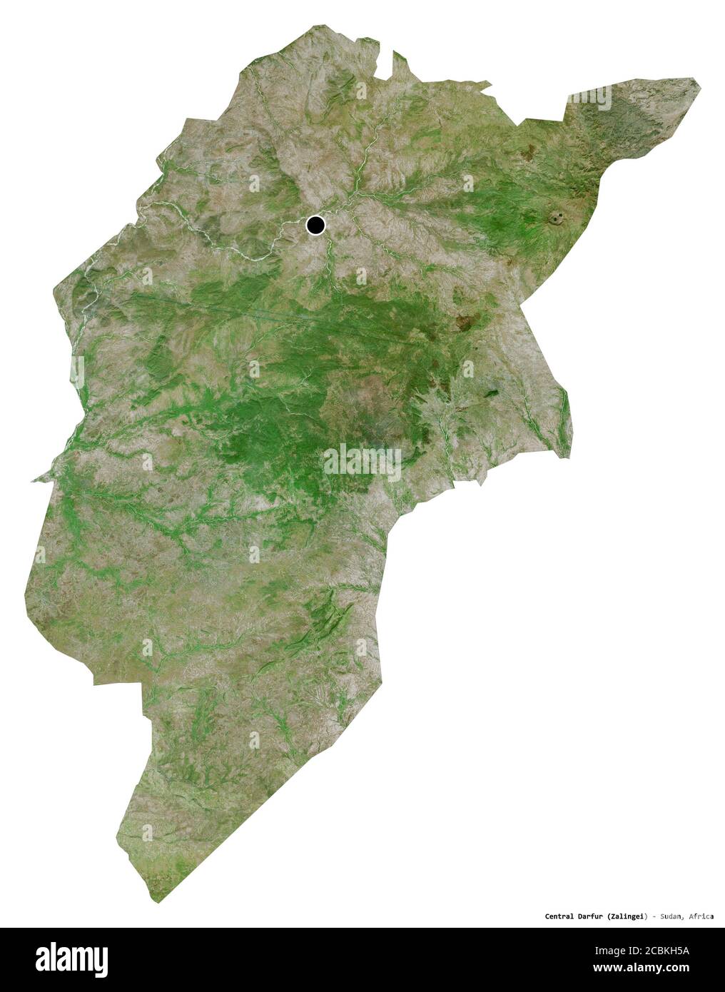 Shape of Central Darfur, state of Sudan, with its capital isolated on ...