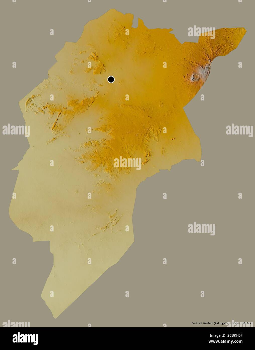 Shape of Central Darfur, state of Sudan, with its capital isolated on a ...