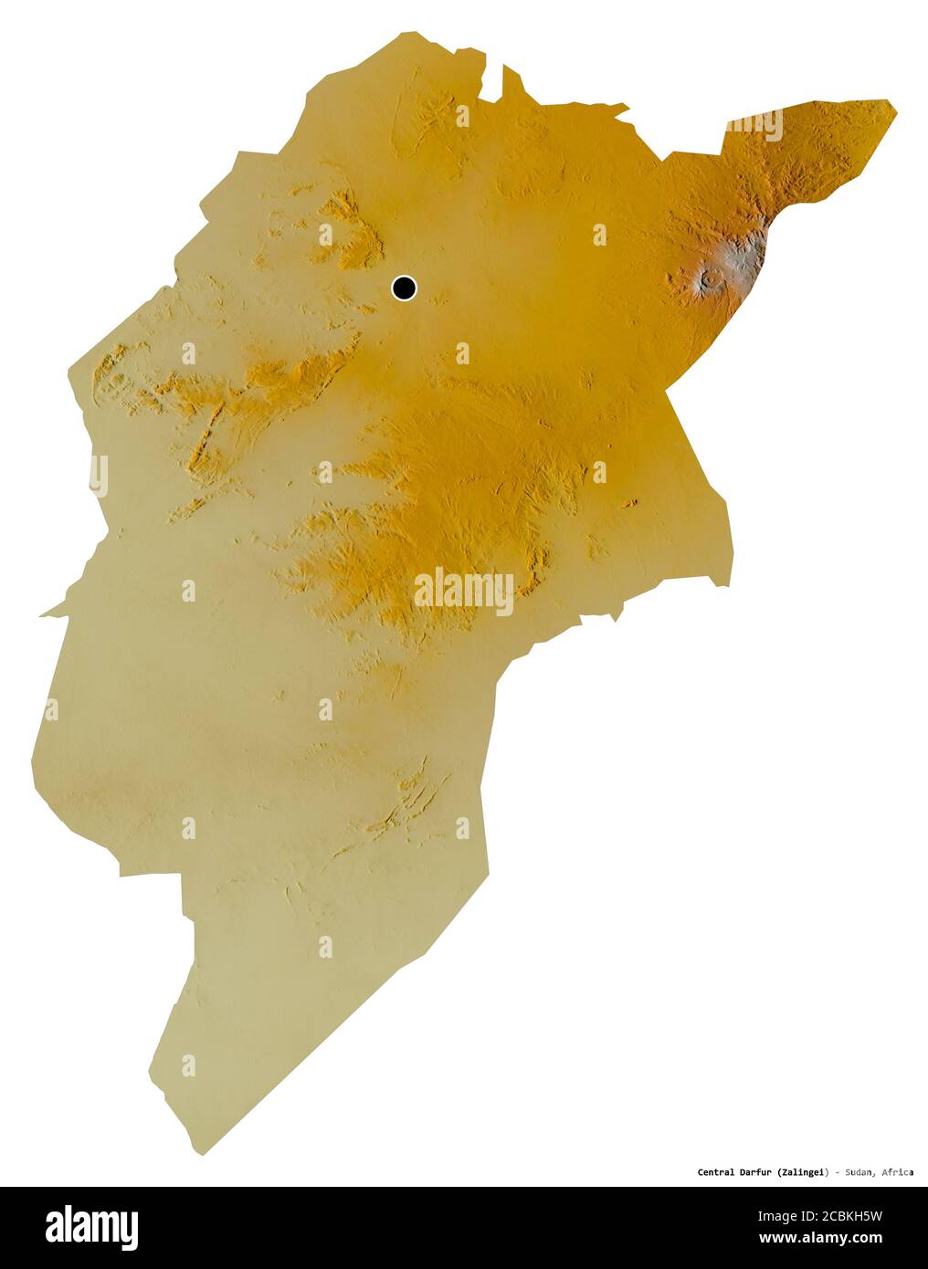 Shape of Central Darfur, state of Sudan, with its capital isolated on ...