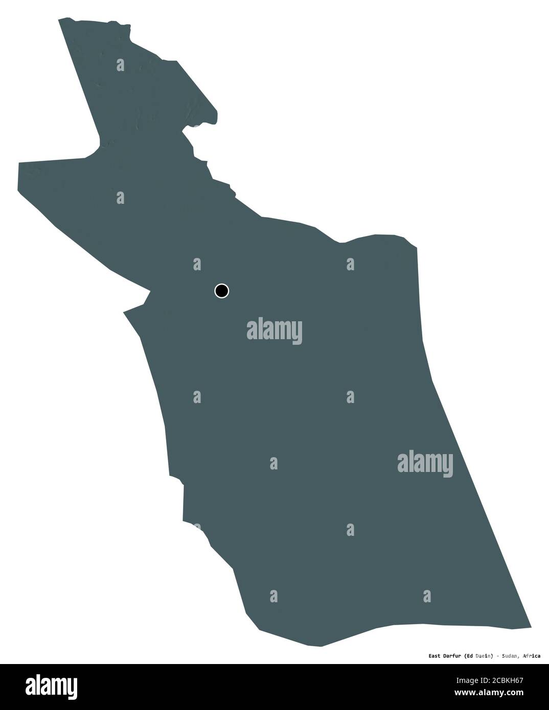 Shape of East Darfur, state of Sudan, with its capital isolated on ...