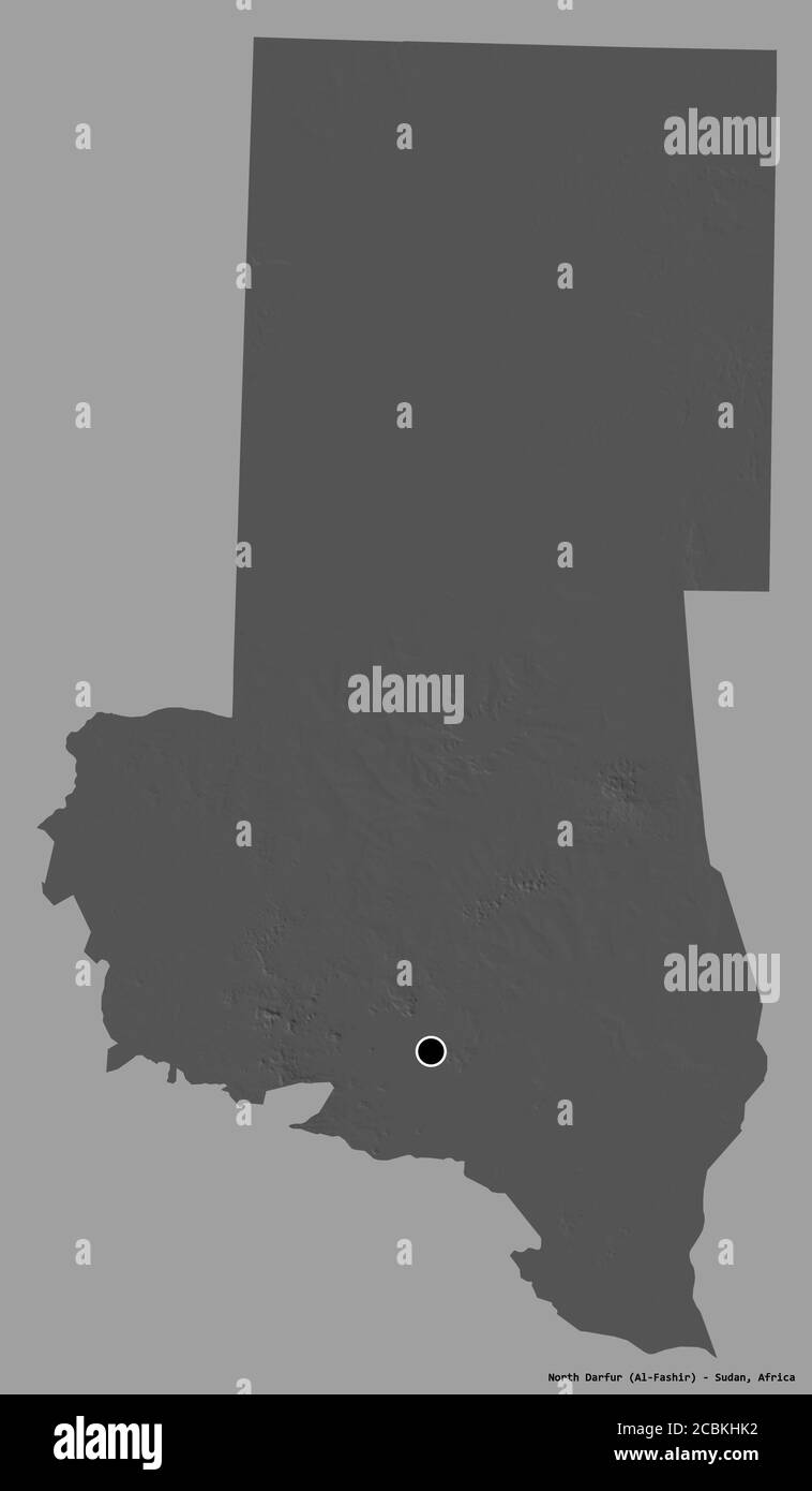 Shape of North Darfur, state of Sudan, with its capital isolated on a ...