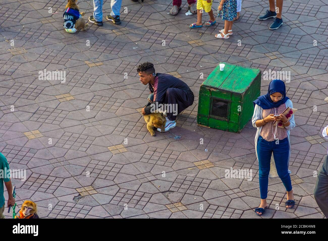MARRAKECH, MOROCCO, SEPTEMBER 3 2018: Snakes charmers in Djemaa El Fna ...