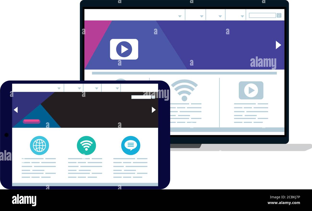 mockup, concept website development on portable and tablet device Stock ...