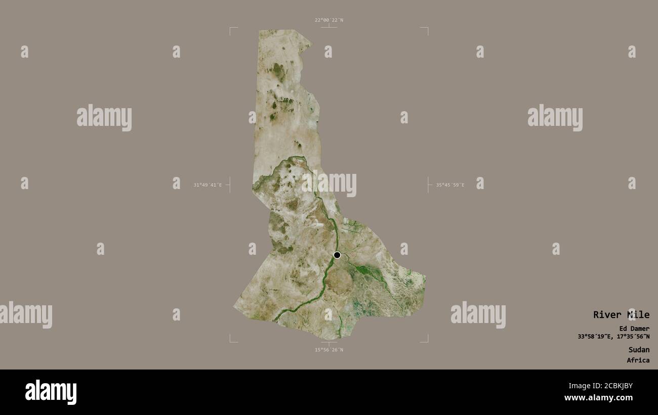 Area of River Nile, state of Sudan, isolated on a solid background in a ...