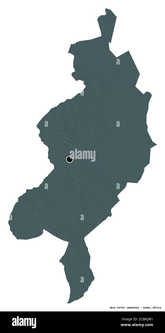 Shape of West Darfur, state of Sudan, with its capital isolated on ...