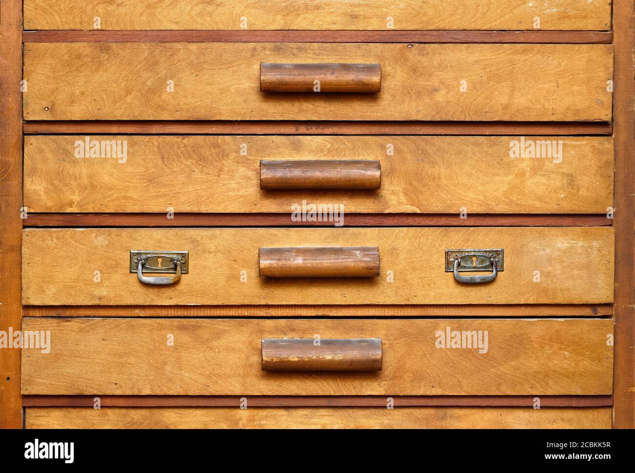 Backgrounds and textures: old wooden cabinet with drawers, front view ...