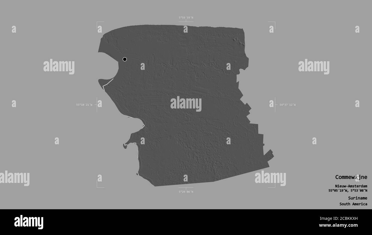 Area of Commewijne, district of Suriname, isolated on a solid ...