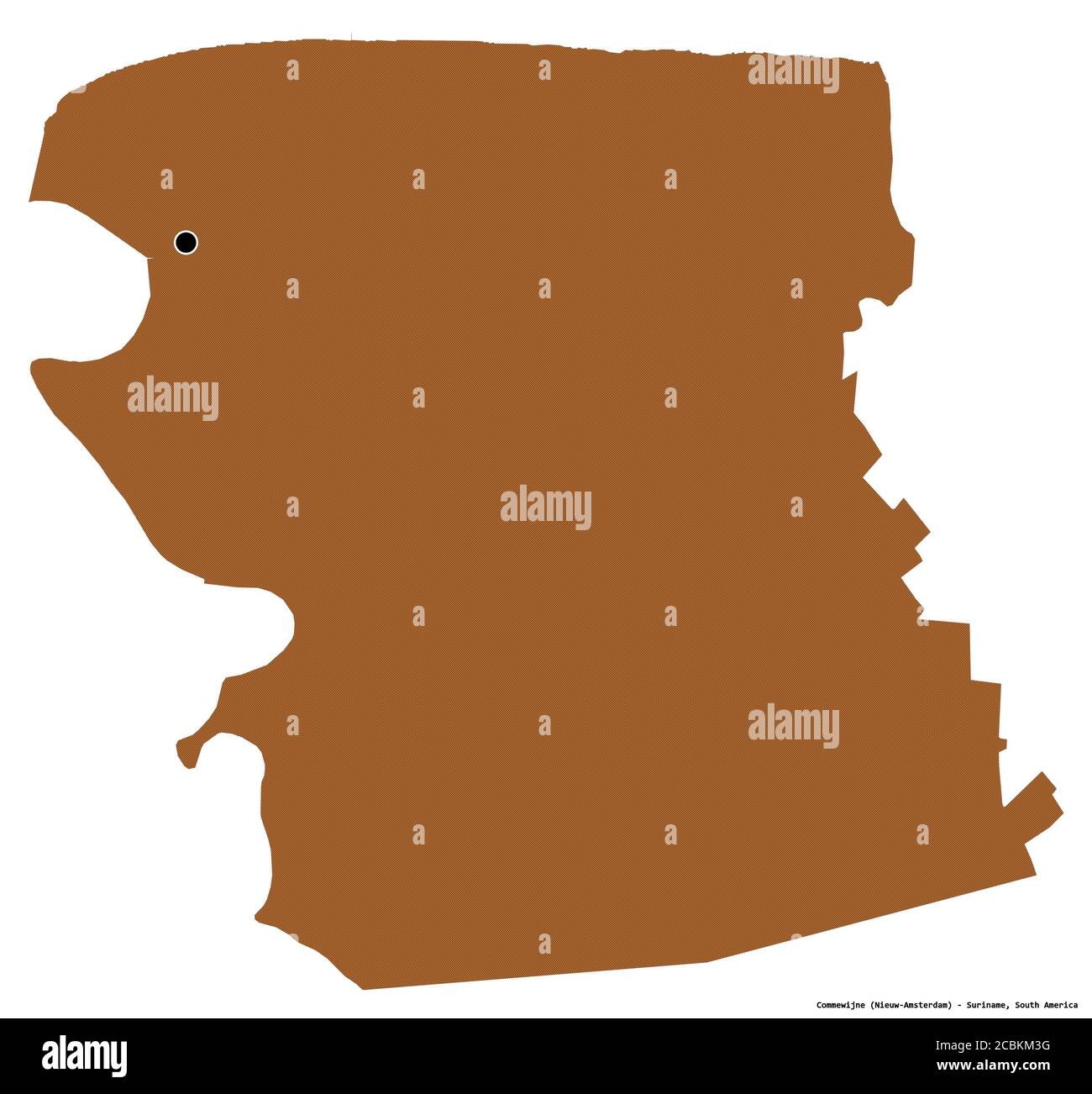 Shape of Commewijne, district of Suriname, with its capital isolated on ...