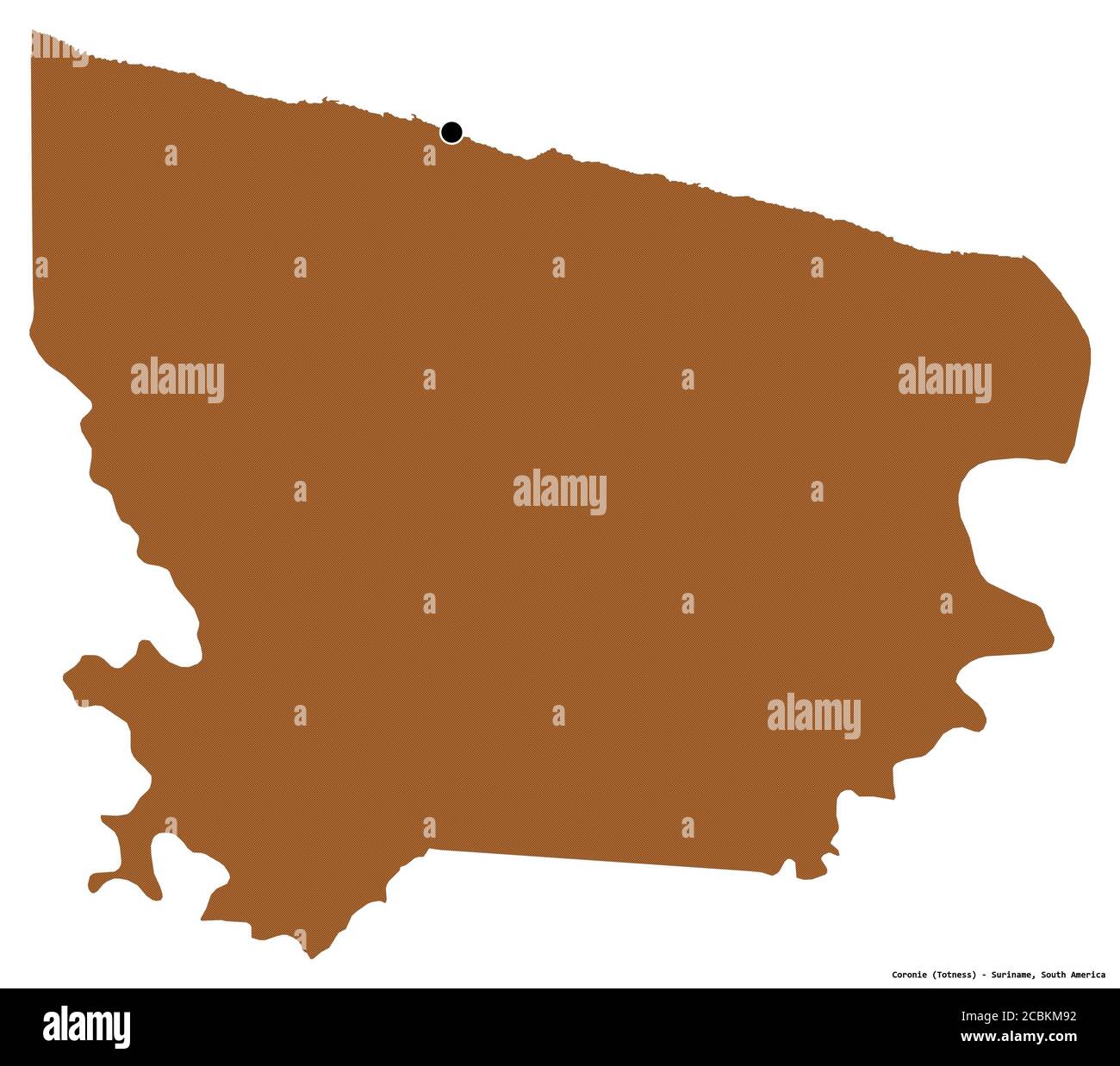 Shape of Coronie, district of Suriname, with its capital isolated on ...