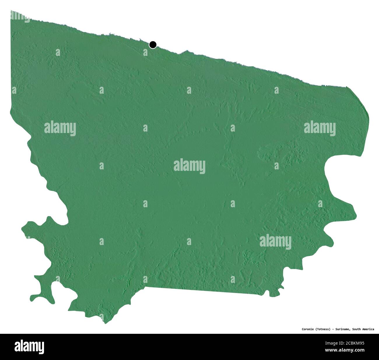 Shape of Coronie, district of Suriname, with its capital isolated on ...