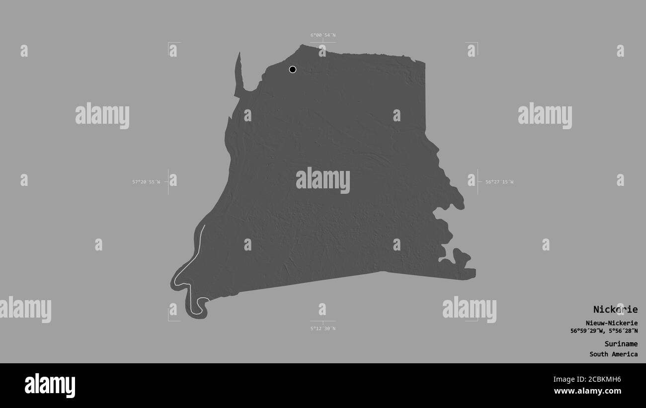Area of Nickerie, district of Suriname, isolated on a solid background ...