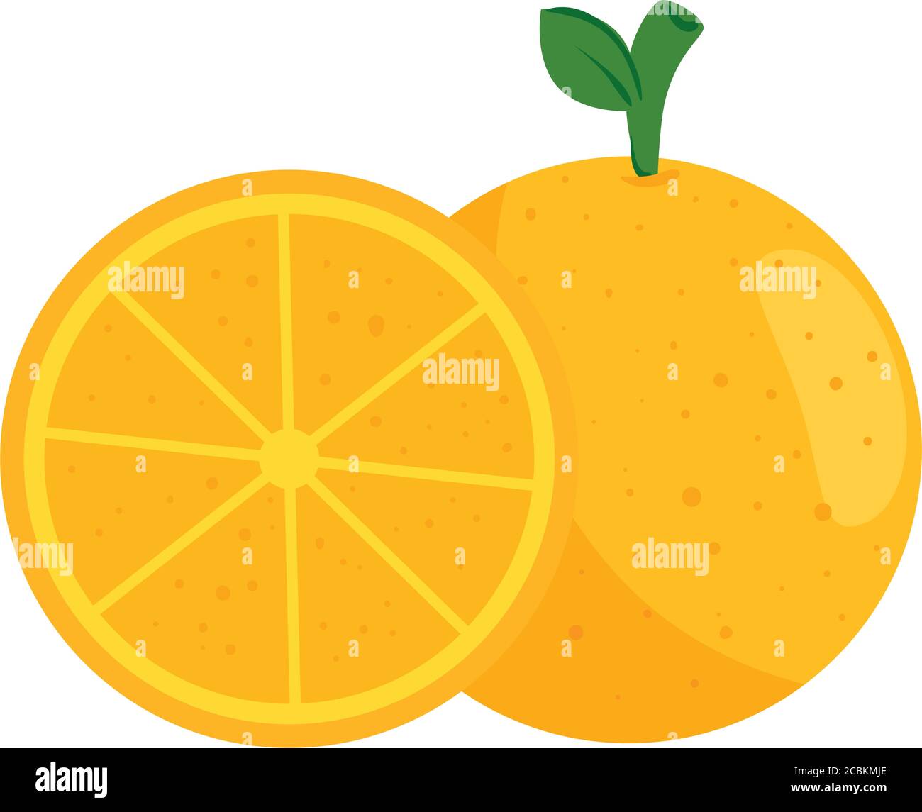 orange and slice fresh fruit, in white background Stock Vector Image ...