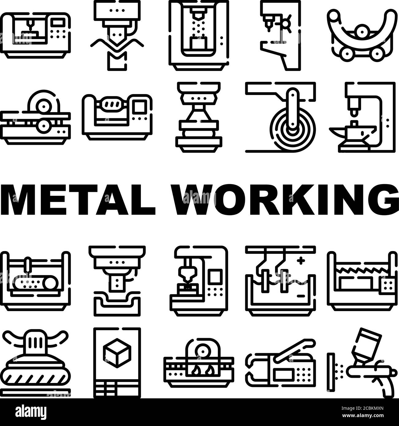 Metal Working Industry Collection Icons Set Vector Stock Vector Image ...
