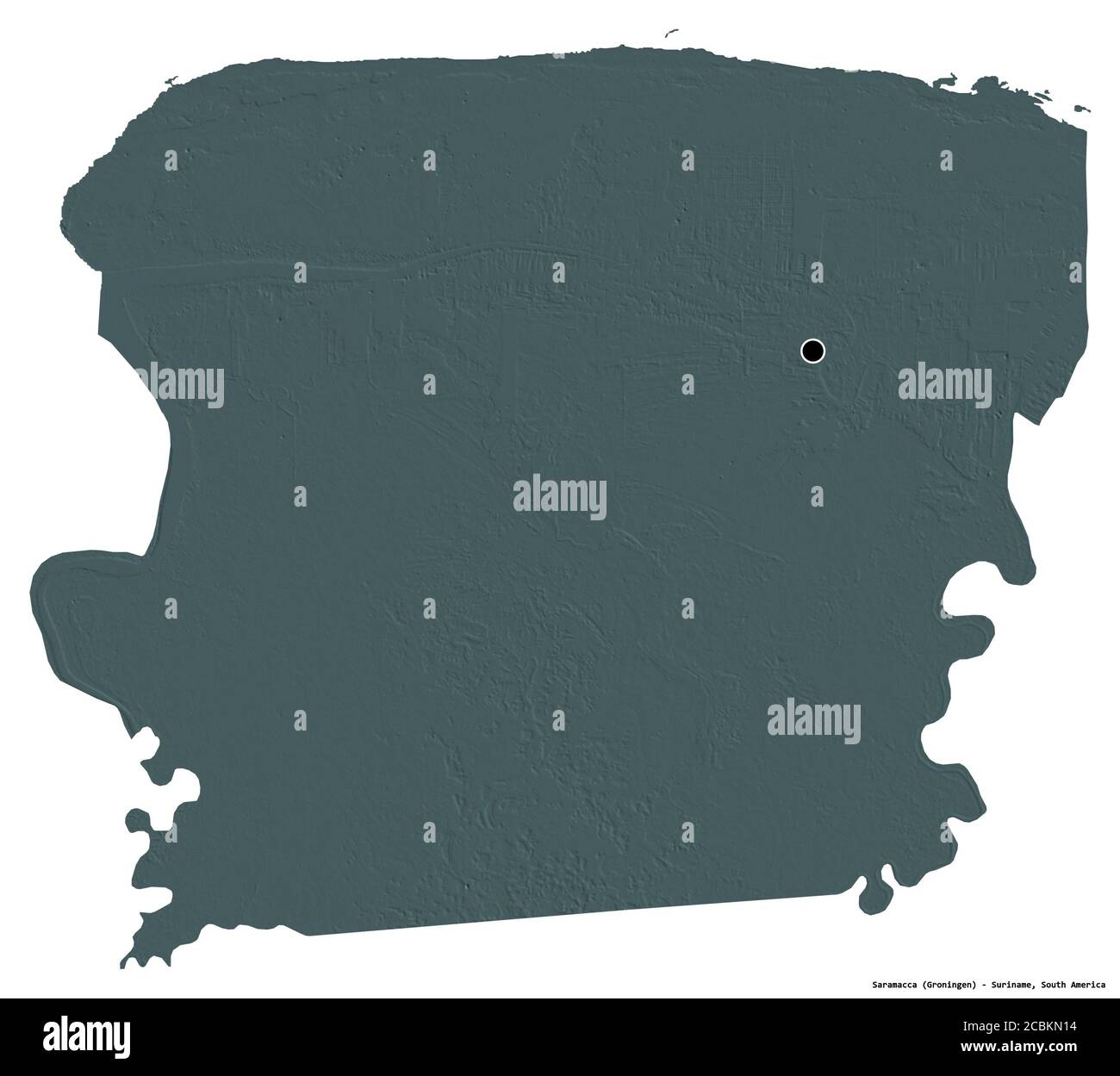 Shape of Saramacca, district of Suriname, with its capital isolated on ...