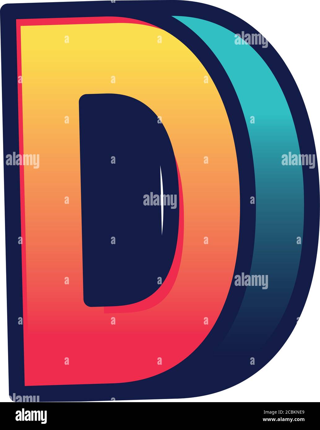 3d d gradient letter design, lettering typography retro and comic theme ...