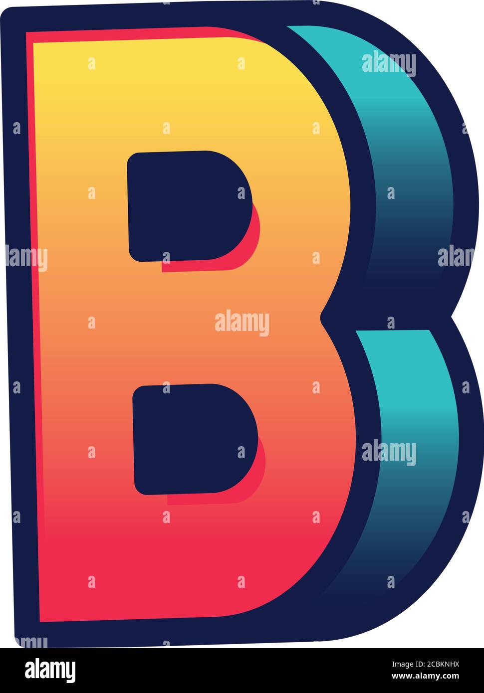 3d b gradient letter design, lettering typography retro and comic theme ...