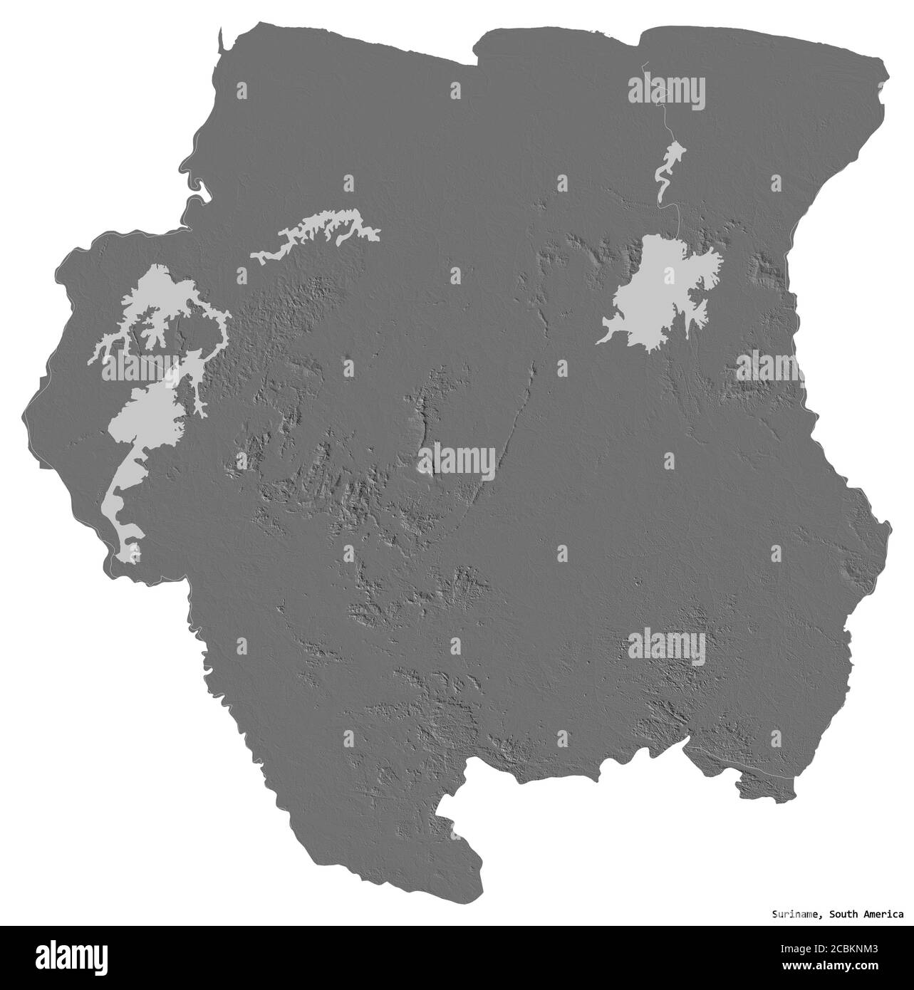 Shape of Suriname with its capital isolated on white background ...