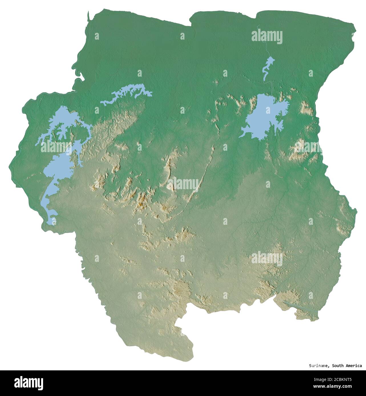 Shape of Suriname with its capital isolated on white background ...
