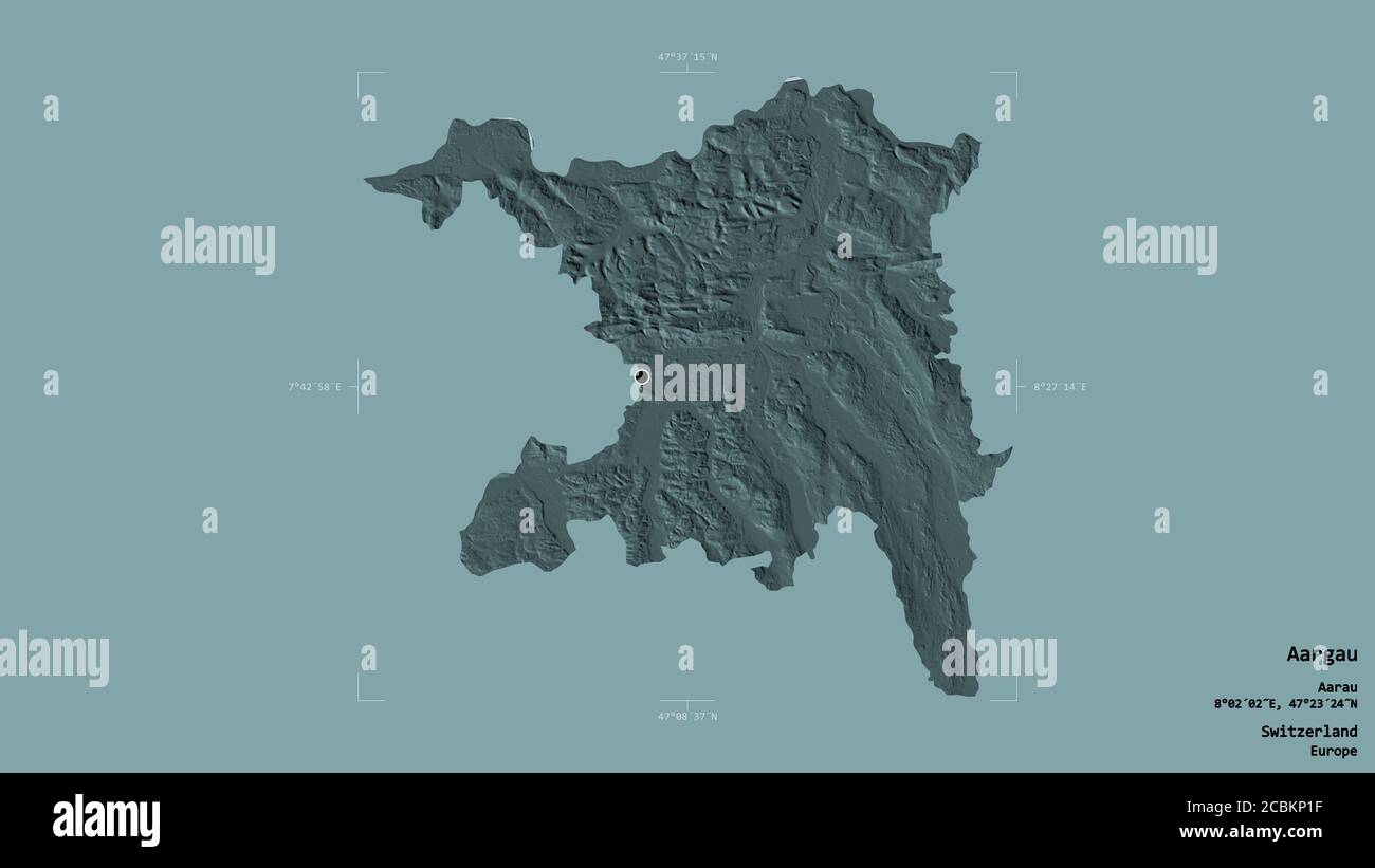 Area of Aargau, canton of Switzerland, isolated on a solid background ...