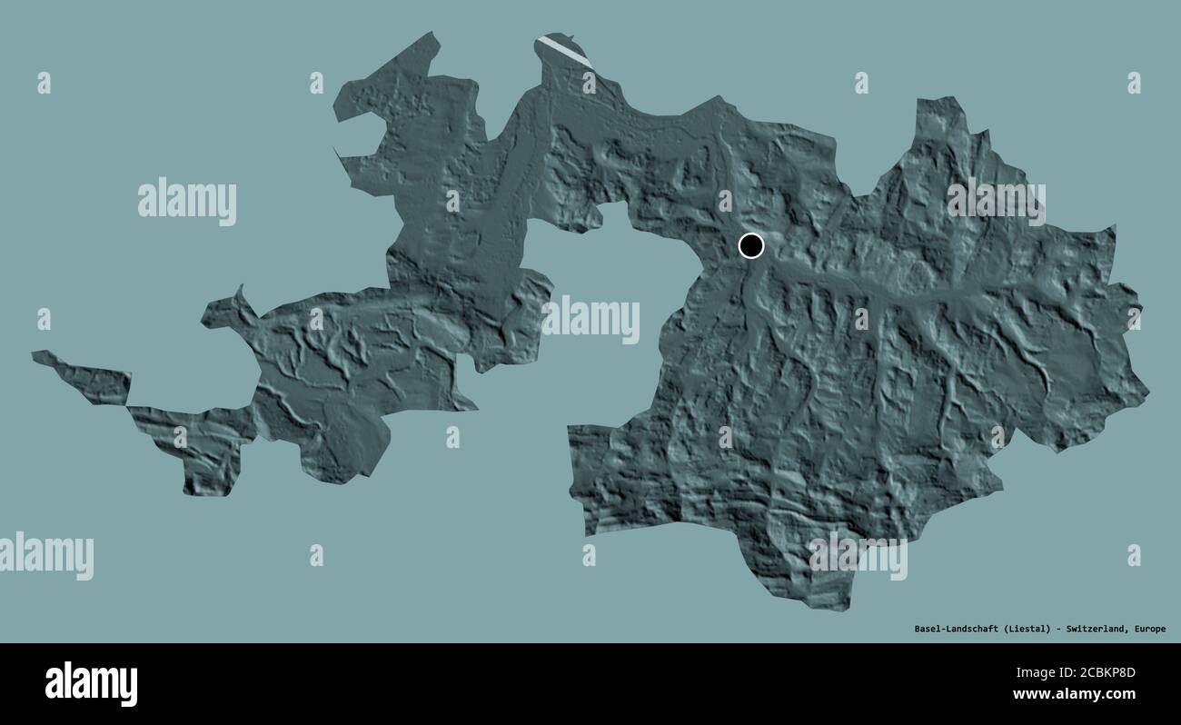 Shape of Basel-Landschaft, canton of Switzerland, with its capital ...
