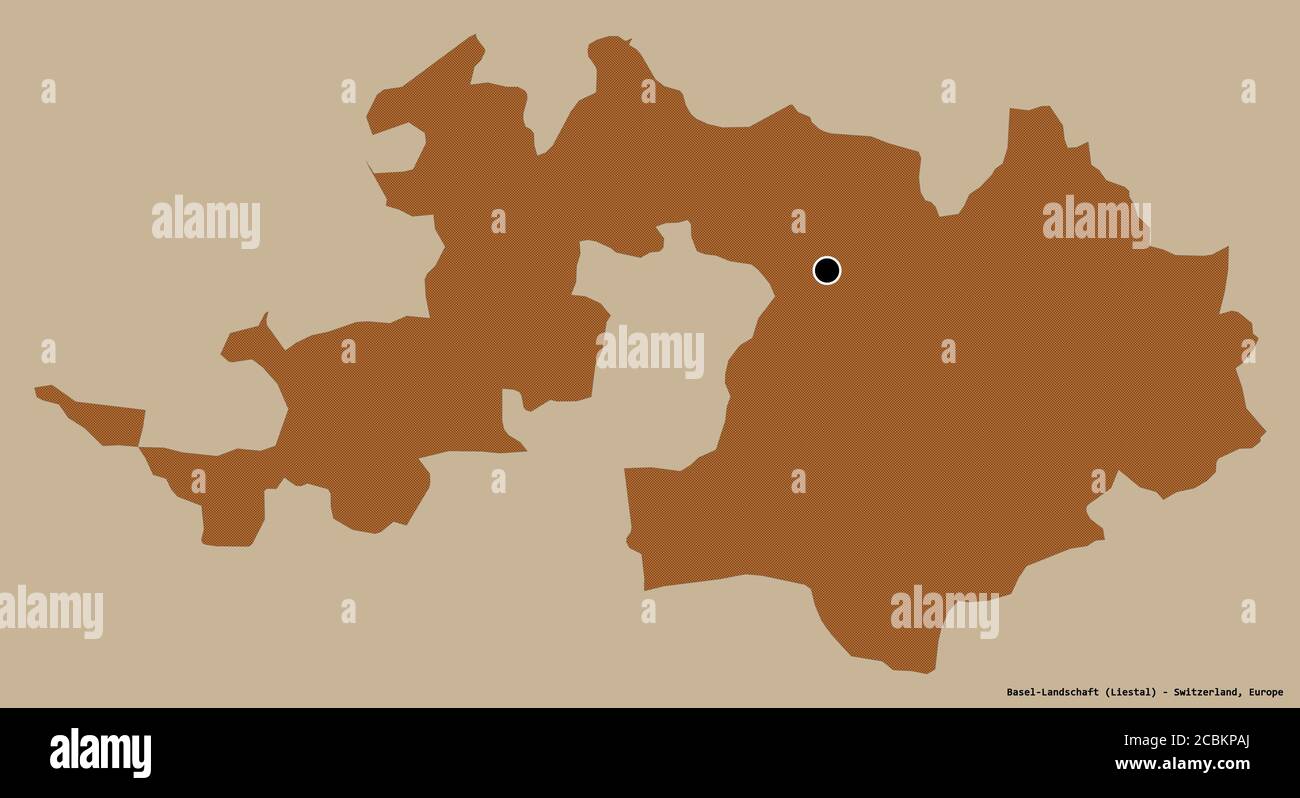 Shape of Basel-Landschaft, canton of Switzerland, with its capital ...