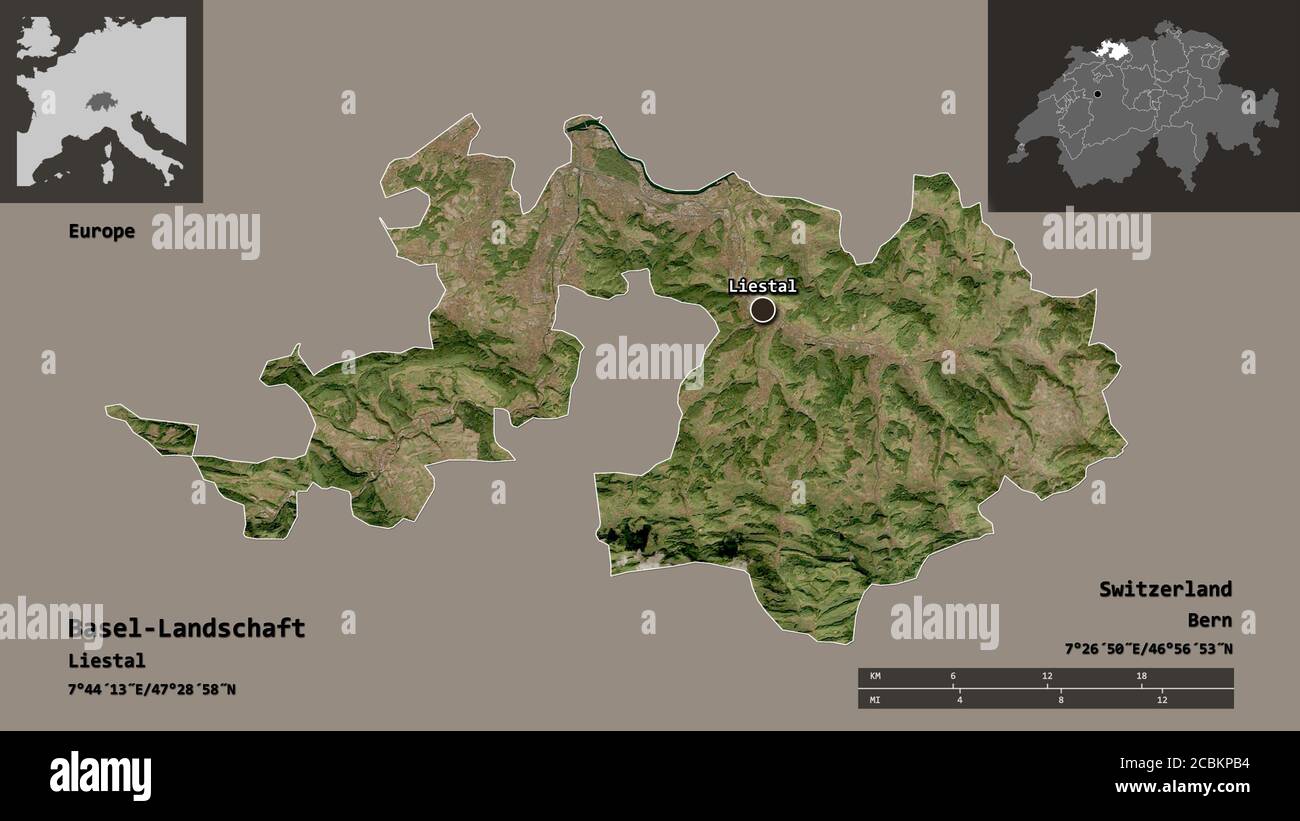 Shape of Basel-Landschaft, canton of Switzerland, and its capital ...