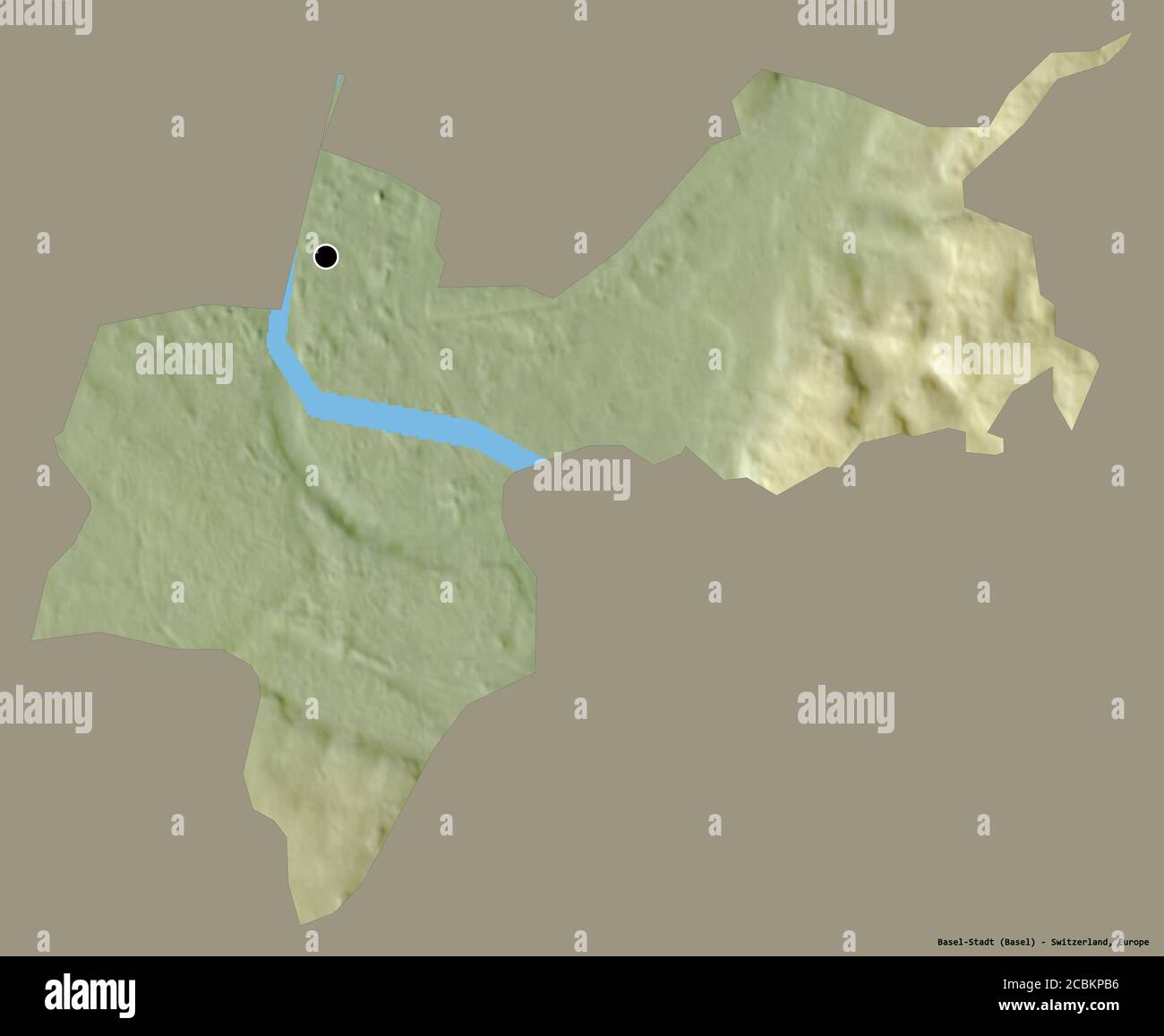 Shape of Basel-Stadt, canton of Switzerland, with its capital isolated ...